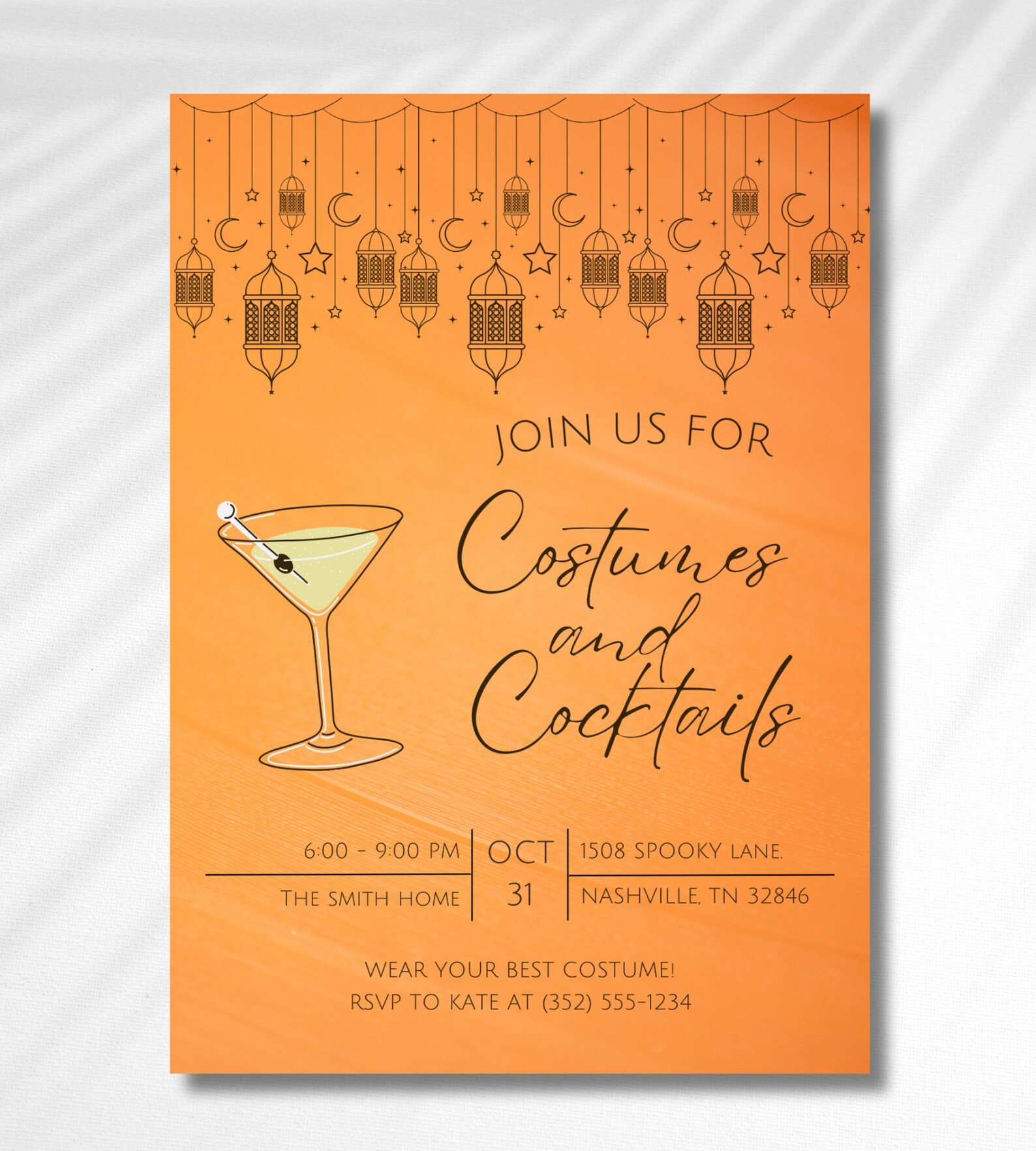 Costume and Cocktail Party Invitation, Halloween Party Invitation ...