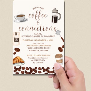 Coffee and Connection Networking Invitation Editable Template, Coffee ...