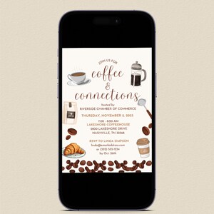 Coffee and Connection Networking Invitation Editable Template, Coffee ...