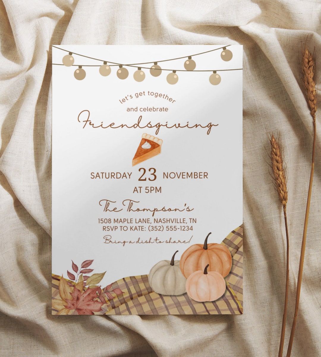 Friendsgiving Invitation Template: Editable Pumpkin Design (digital ...