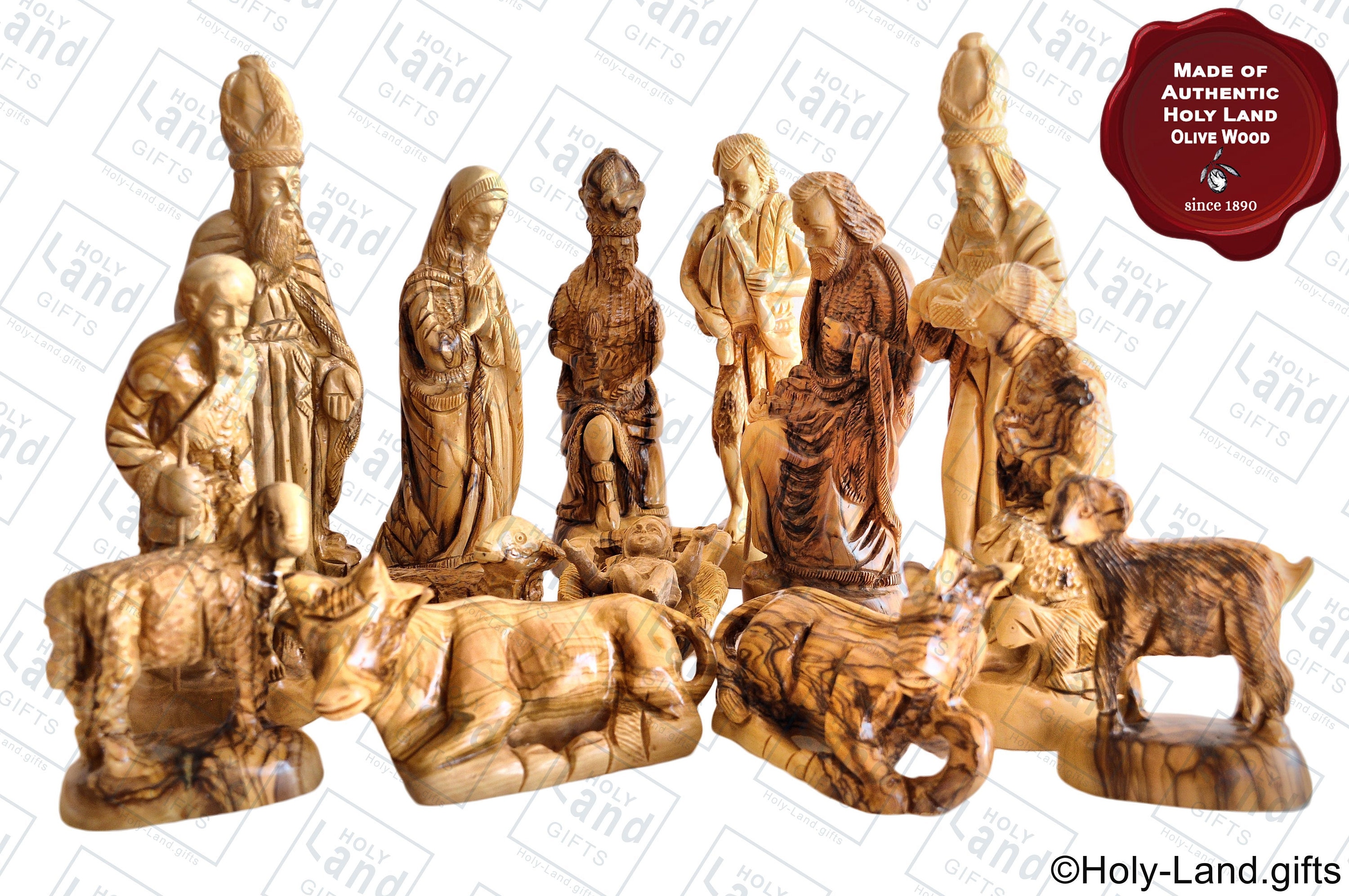 Olive wood nativity figures carved Christmas tree nativity set | Etsy