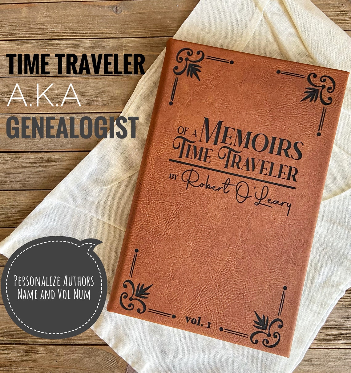 Personalized Genealogy Journal, Family History Diary, Engraved Vegan ...