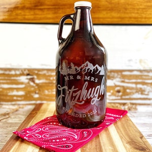 Wedding Gift Growler, Couples Growler, Anniversary Gift Glass ...