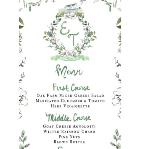 Custom Watercolor Wedding Menu Watercolor Event Menu Bespoke - Etsy