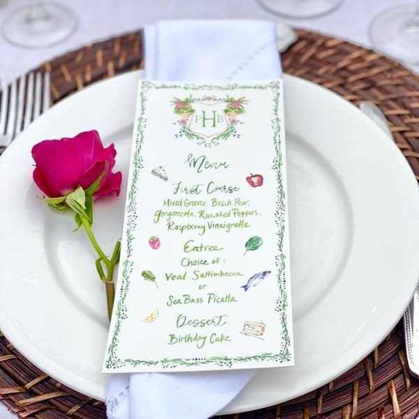 Watercolor Wedding Menu - Etsy