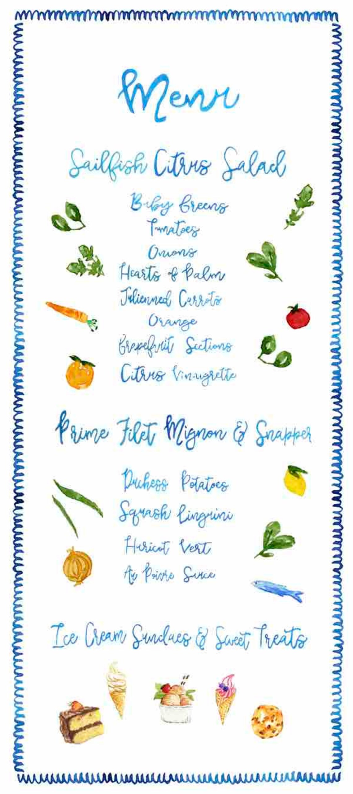 Custom Hand Painted Menu - Etsy