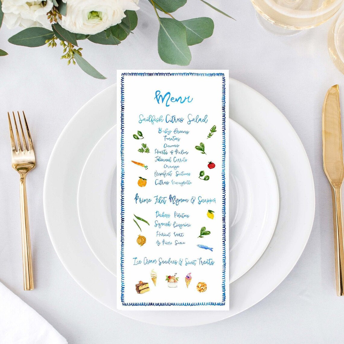 Custom Watercolor Wedding Menu Watercolor Event Menu - Etsy