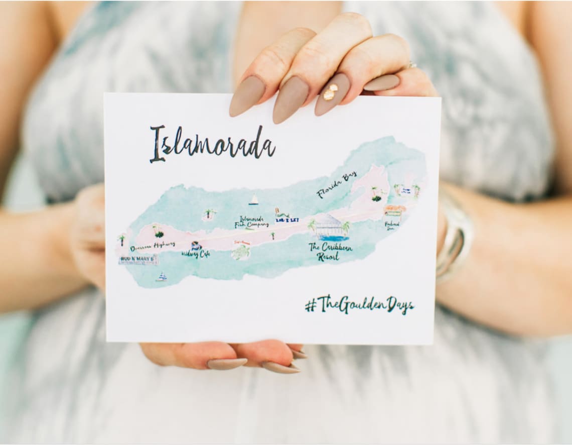 Watercolor Stationery Map or Invitation Map for Wedding or | Etsy