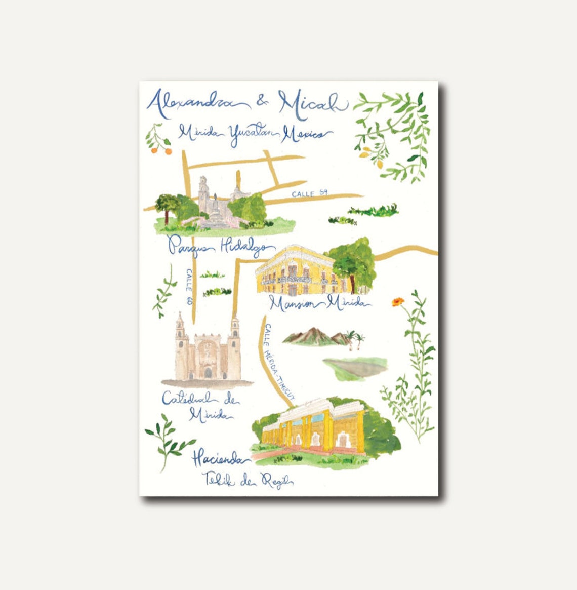 Watercolor Stationery Map or Invitation Map for Wedding or | Etsy