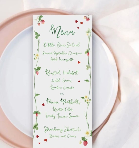 Custom Watercolor Wedding Menu Watercolor Event Menu - Etsy