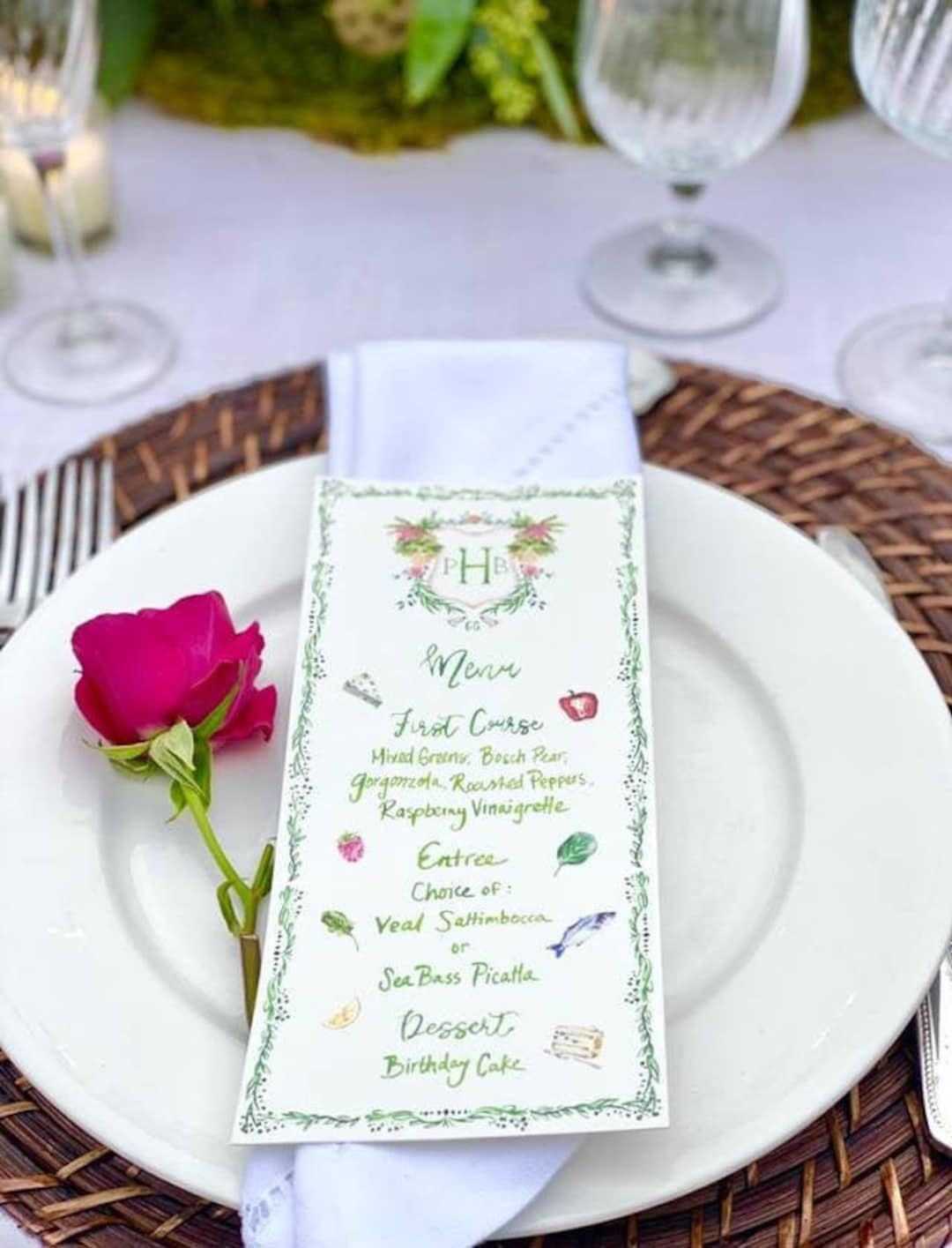 Custom Watercolor Wedding Menu, Watercolor Event Menu, Rehearsal Dinner ...