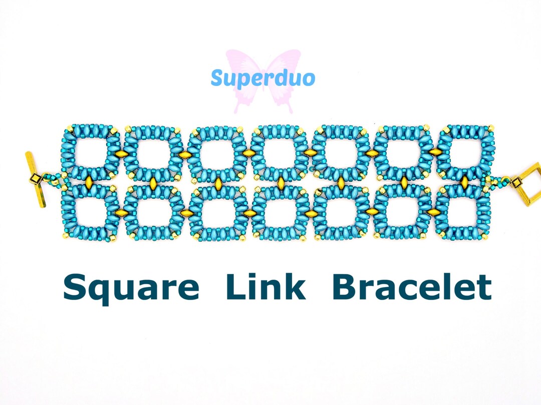 Tutorial Square Link Bracelet Pattern Superduo Twin Hole Beads and Seed ...