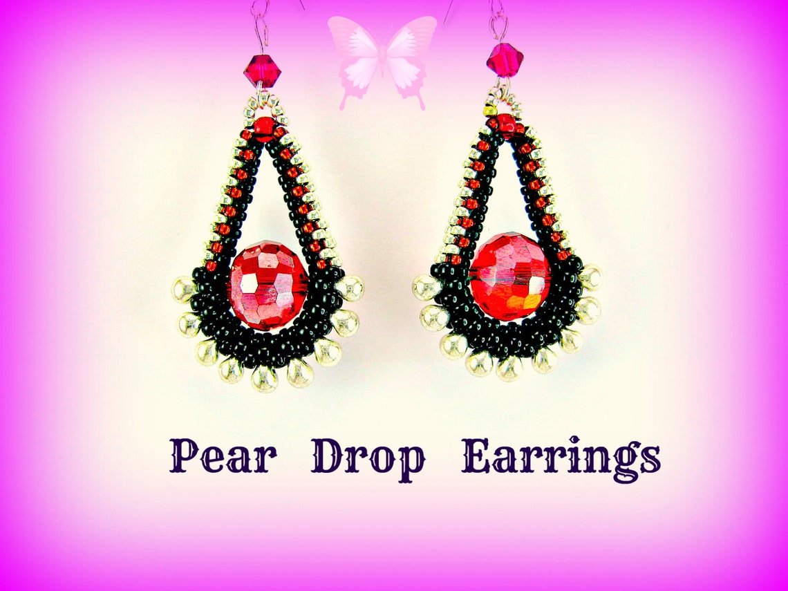 Tutorial Peyote Earrings Pear Drop. Pattern Instant Download | Etsy