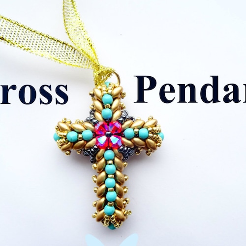 Tutorial Superduo Cross Pendant. Super Duo Rosary. Beaded - Etsy