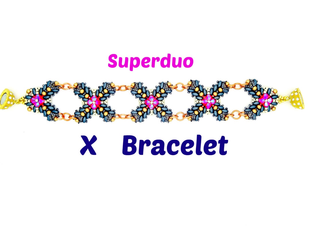 Tutorial Superduo X Bracelet . Instant Pattern Download . Beadwork Pdf ...