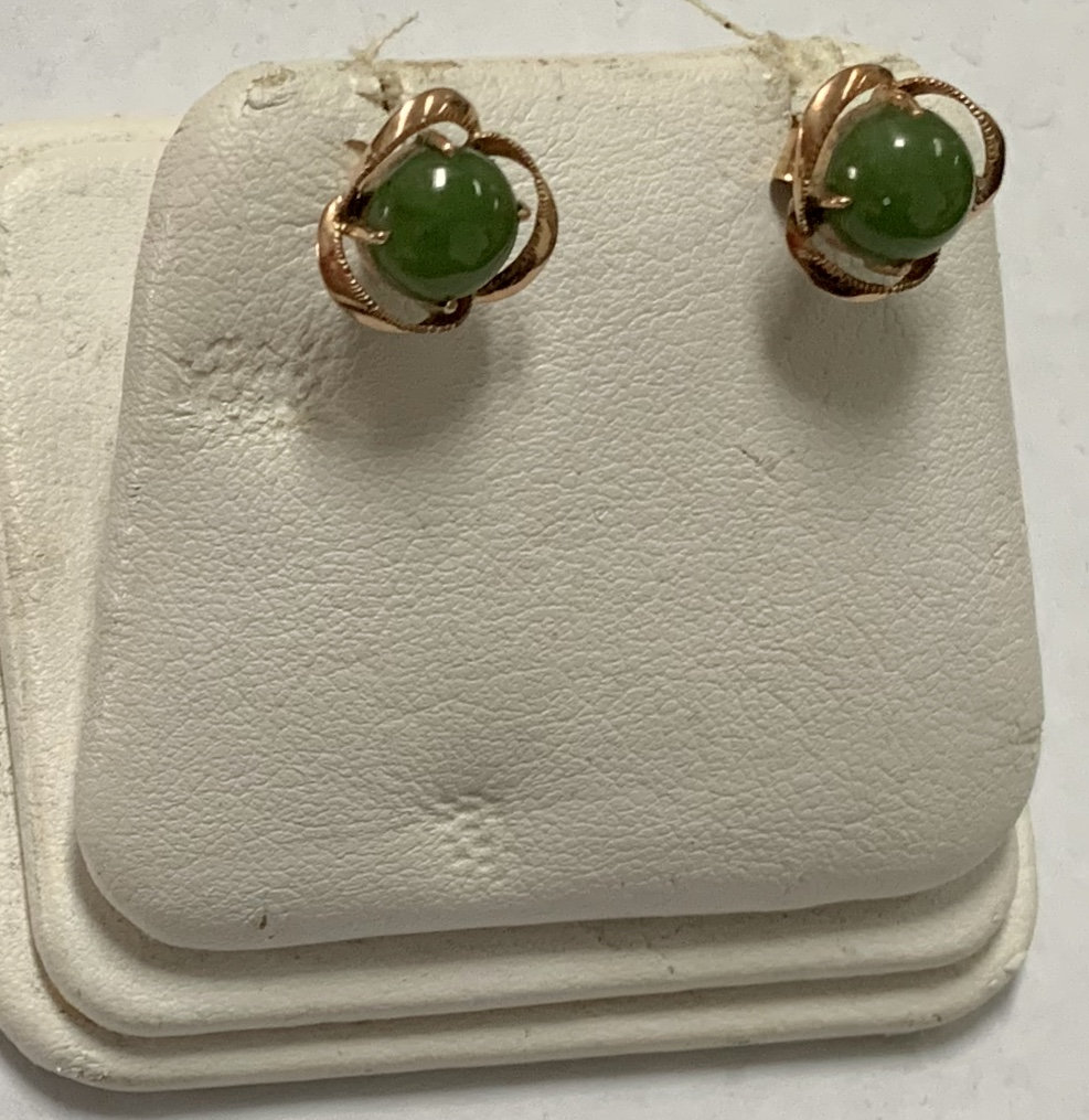 Genuine Crafted 18K Rose Gold Jade Earrings 2.7 G - Etsy