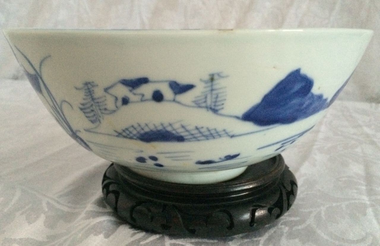 Qing Dynasty Antique Chinese Hand Painted Canton Pattern Blue White ...
