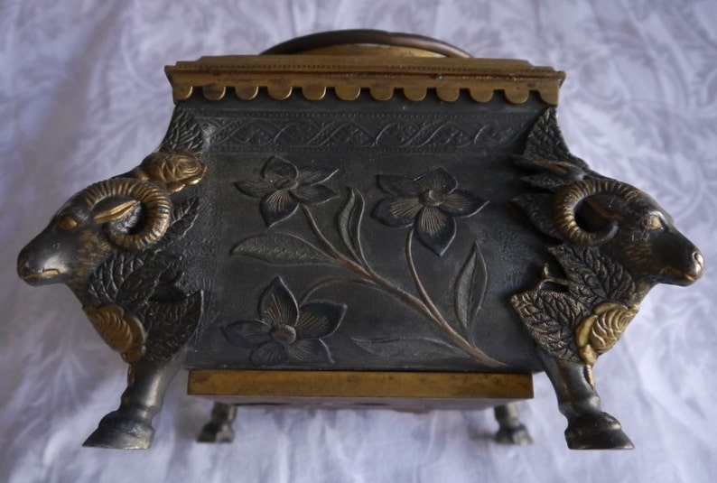 Antique Handcrafted Bronze Ram Box - Etsy
