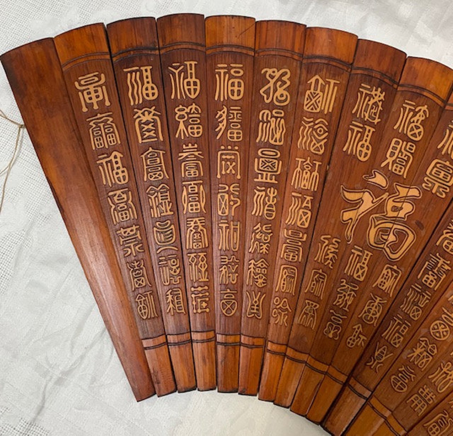 Vintage Chinese Bamboo Fan Slip Scroll Carving 3D Chinese | Etsy