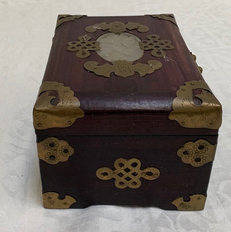Vintage Ornate Chinese Rosewood Carved Jade Brass Jewelry Box - Etsy
