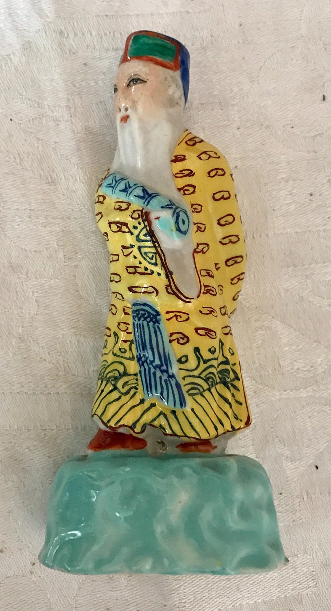 Antique Chinese Porcelain Figure of Man & Woman Late Qing Famille Rose ...