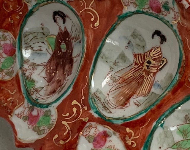Antique Japanese Hand Painted Porcelain Kutani Fan Shape Dish Geisha - Etsy