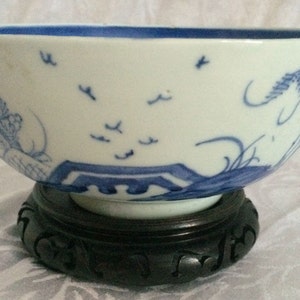 Qing Dynasty Antique Chinese Hand Painted Canton Pattern Blue White ...
