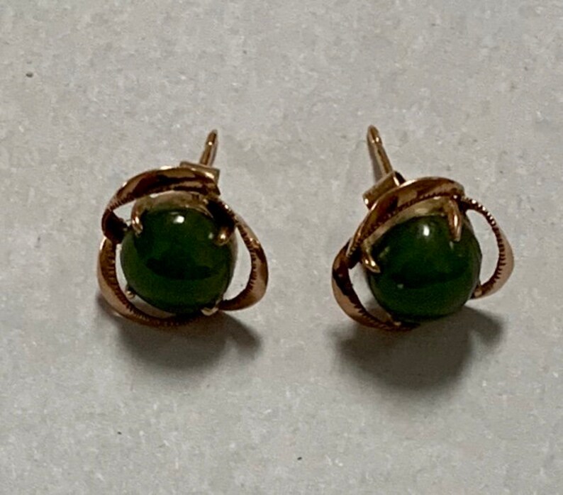 Genuine Crafted 18K Rose Gold Jade Earrings 2.7 G - Etsy