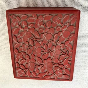1900's Chinese Cover Carved Cinnabar Red Lacquer Rectangular Storage ...