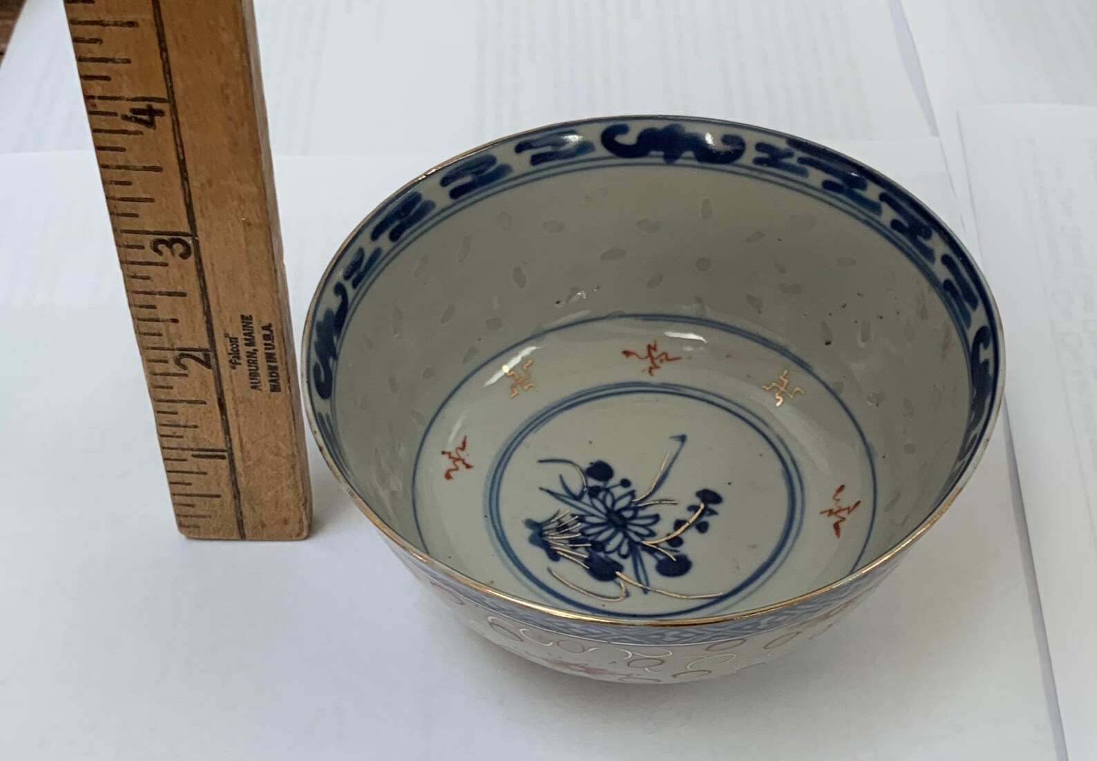 Antique Chinese Export Porcelain Blue White With Red Rice Bowl - Etsy