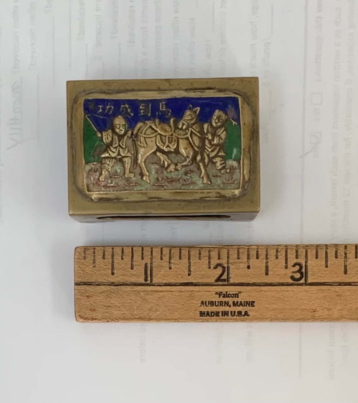 Antique Chinese Brass & Enamel Matchbox Holder Pictorial - Etsy