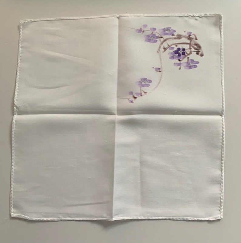 A Pair of Chinese Silk Handkerchief Hand Painted Flower / - Etsy