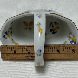 Vintage Chinese Porcelain Mini Basket With Handle Applied Flower and ...