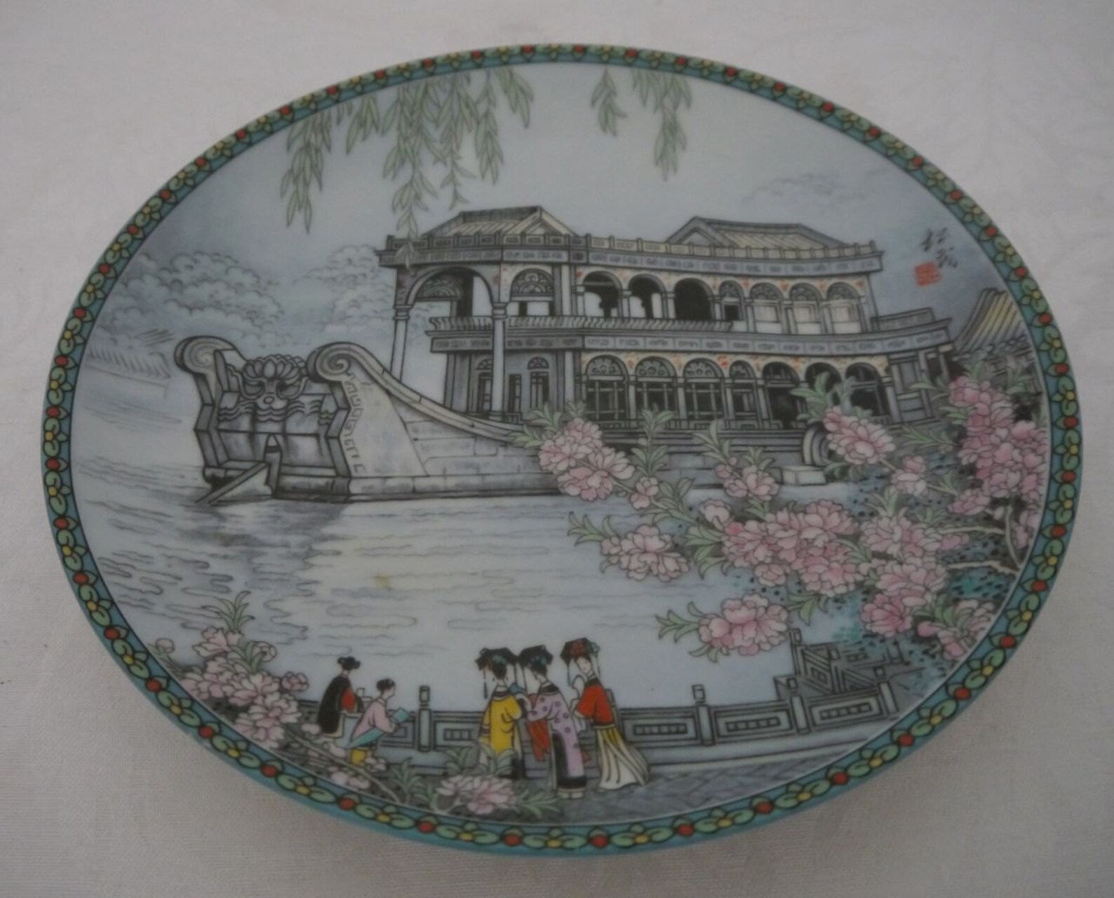 Chinese Collector Plate THE MARBLE BOAT Artst Zhang Song Mao Signed - Etsy