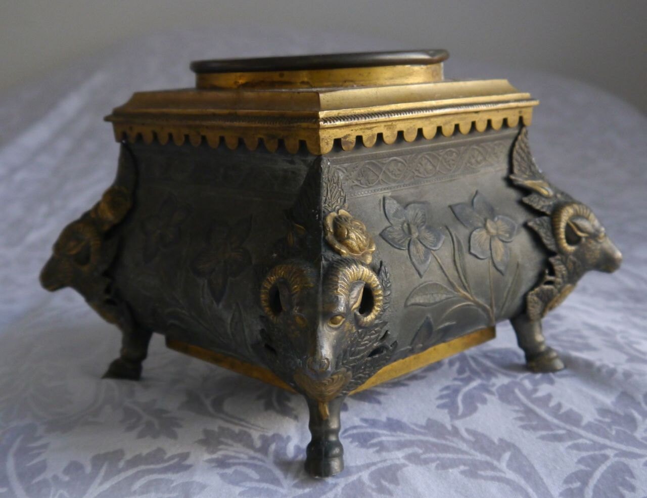 Antique Handcrafted Bronze Ram Box - Etsy