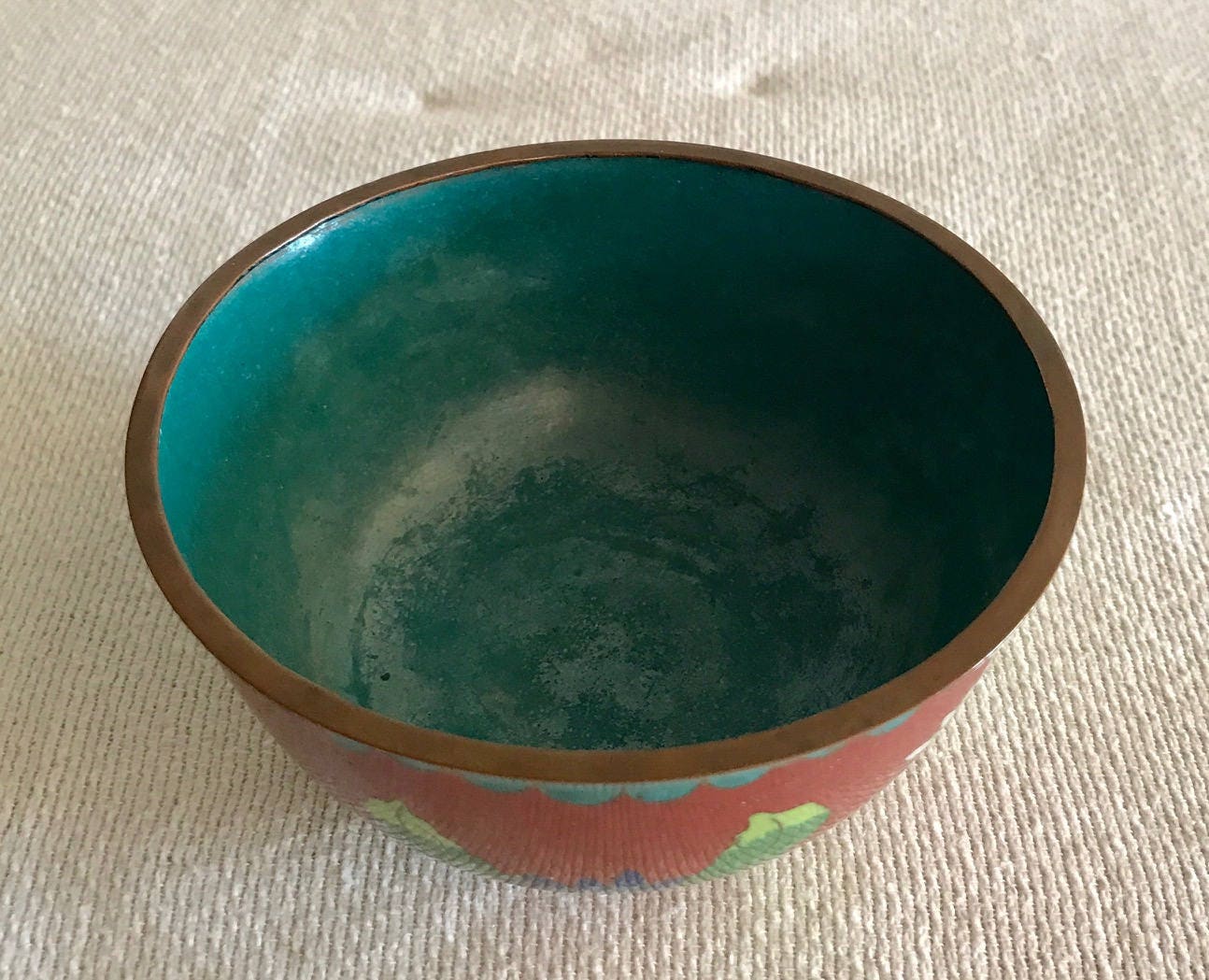 1900s Chinese Antiques Brass & Enamel Cloisonne Red Floral - Etsy