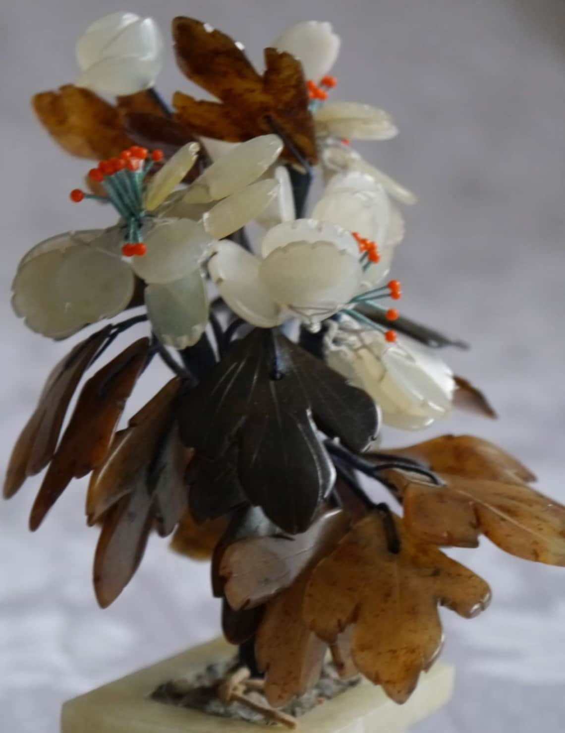 Chinese Vintage Jade Stone Carved Bonsai Tree With Jade and - Etsy