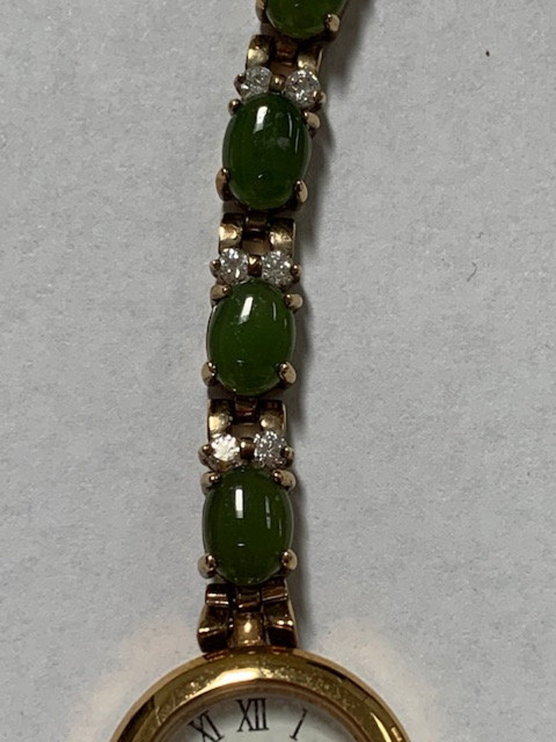 Vintage Quartz Watch Nature Green Jade With CZ Stone Bracelet - Etsy