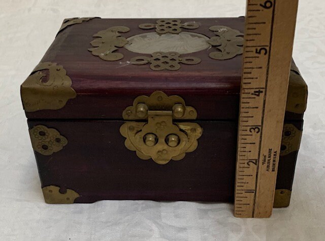 Vintage Ornate Chinese Rosewood Carved Jade Brass Jewelry Box - Etsy