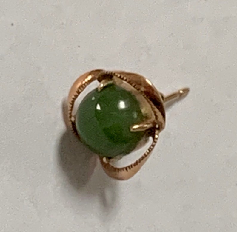 Genuine Crafted 18K Rose Gold Jade Earrings 2.7 G | Etsy