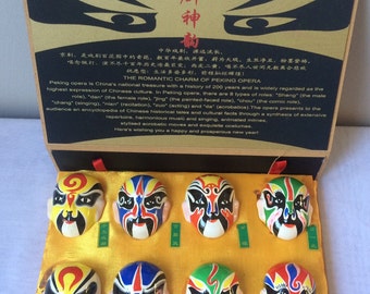 Set of 4 Chinese Zhong Guo Jing Ju Lian Pu Clay Hand-painted Mini ...