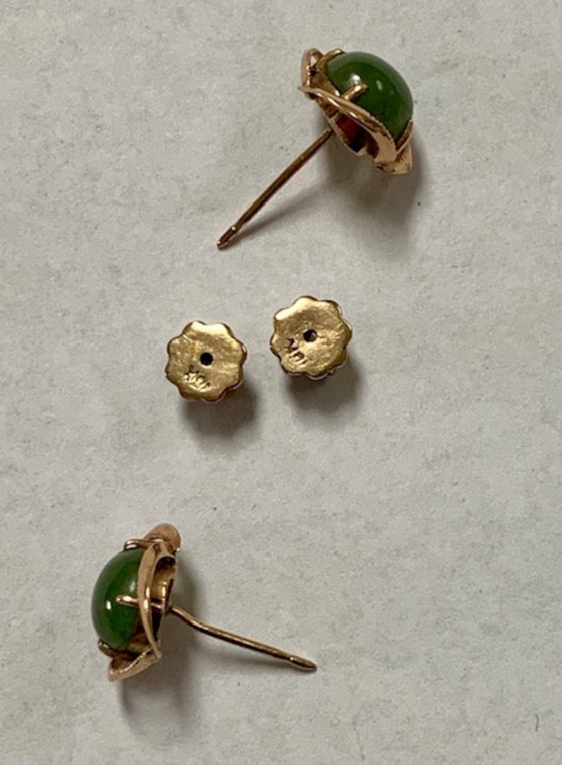 Genuine Crafted 18K Rose Gold Jade Earrings 2.7 G | Etsy