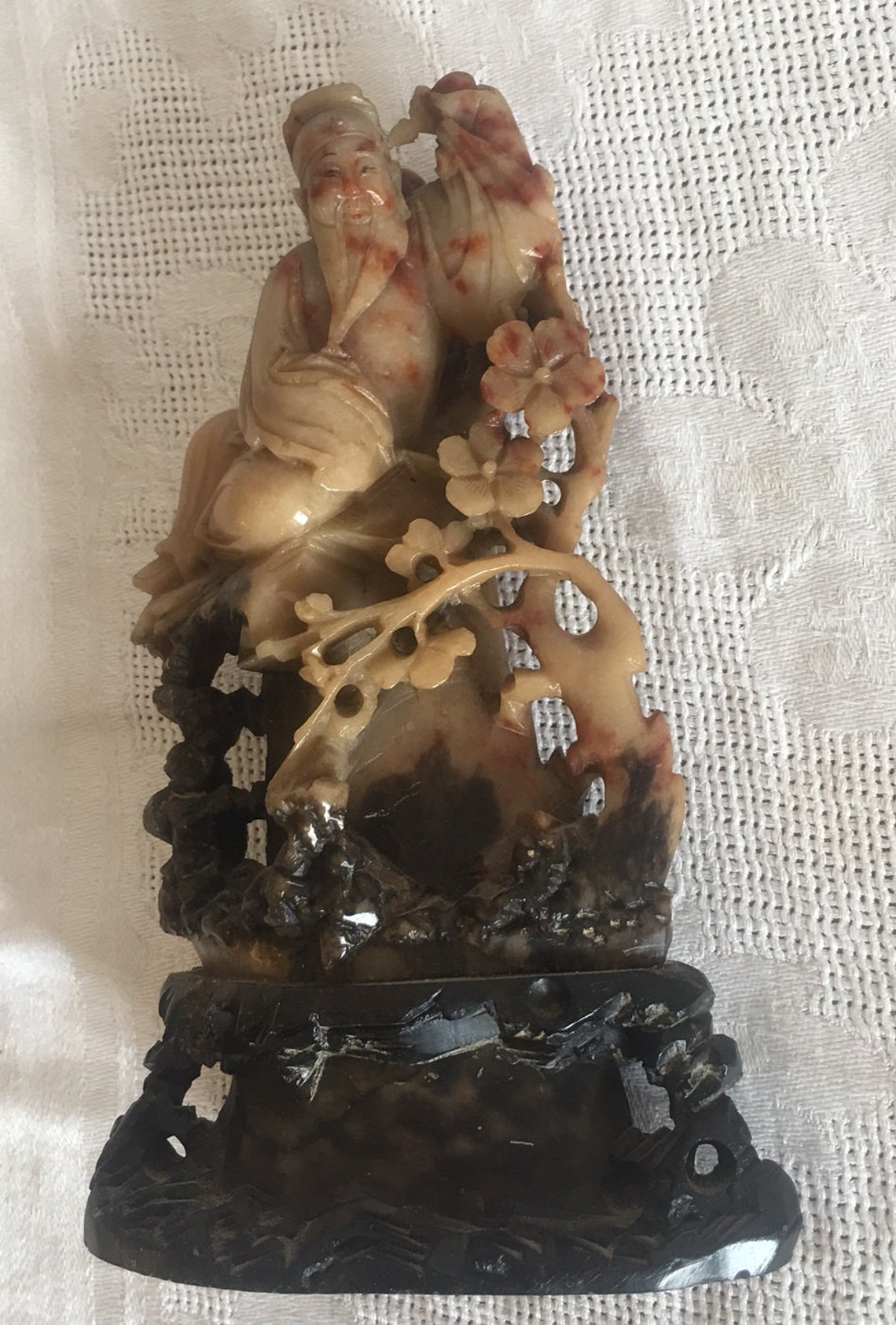Antique Chinese Soapstone Carving Hand Carved Figurine Statue on Stand ... Antique Chinese Soapstone Carving Hand Carved Figurine Statue on Stand ...