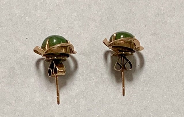 Genuine Crafted 18K Rose Gold Jade Earrings 2.7 G - Etsy