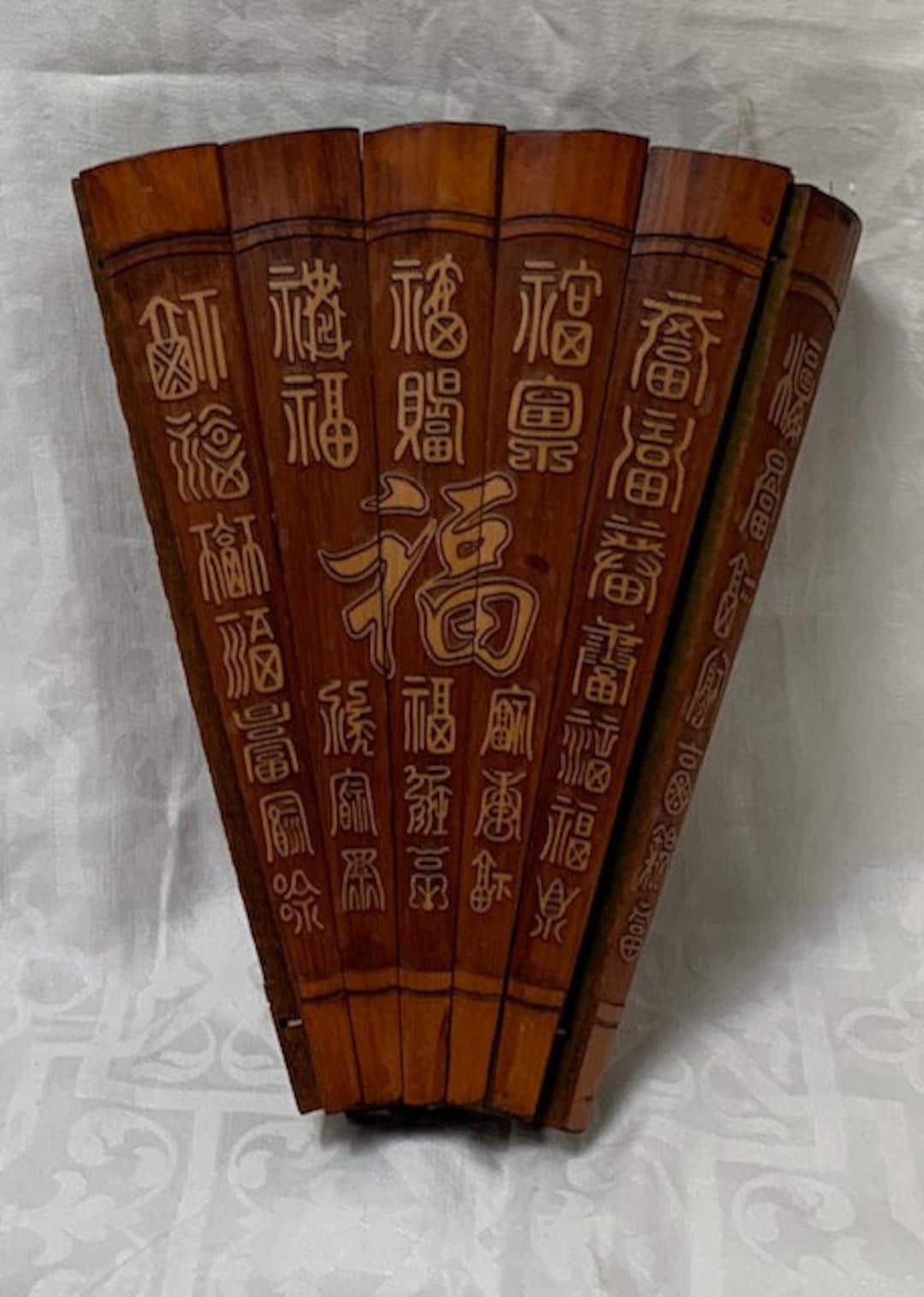 Vintage Chinese Bamboo Fan Slip Scroll Carving 3D Chinese Articles ...