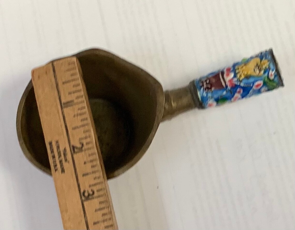 Floral Leaf Relief Enamel Handle Antique Brass Chinese Silk | Etsy