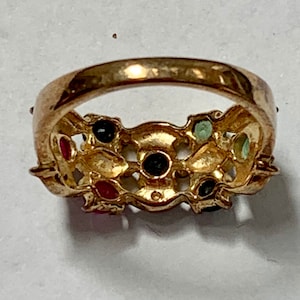 Stylish Chinese Multi-gemstone Yellow Gold Over Sterling Silver Cluster ...
