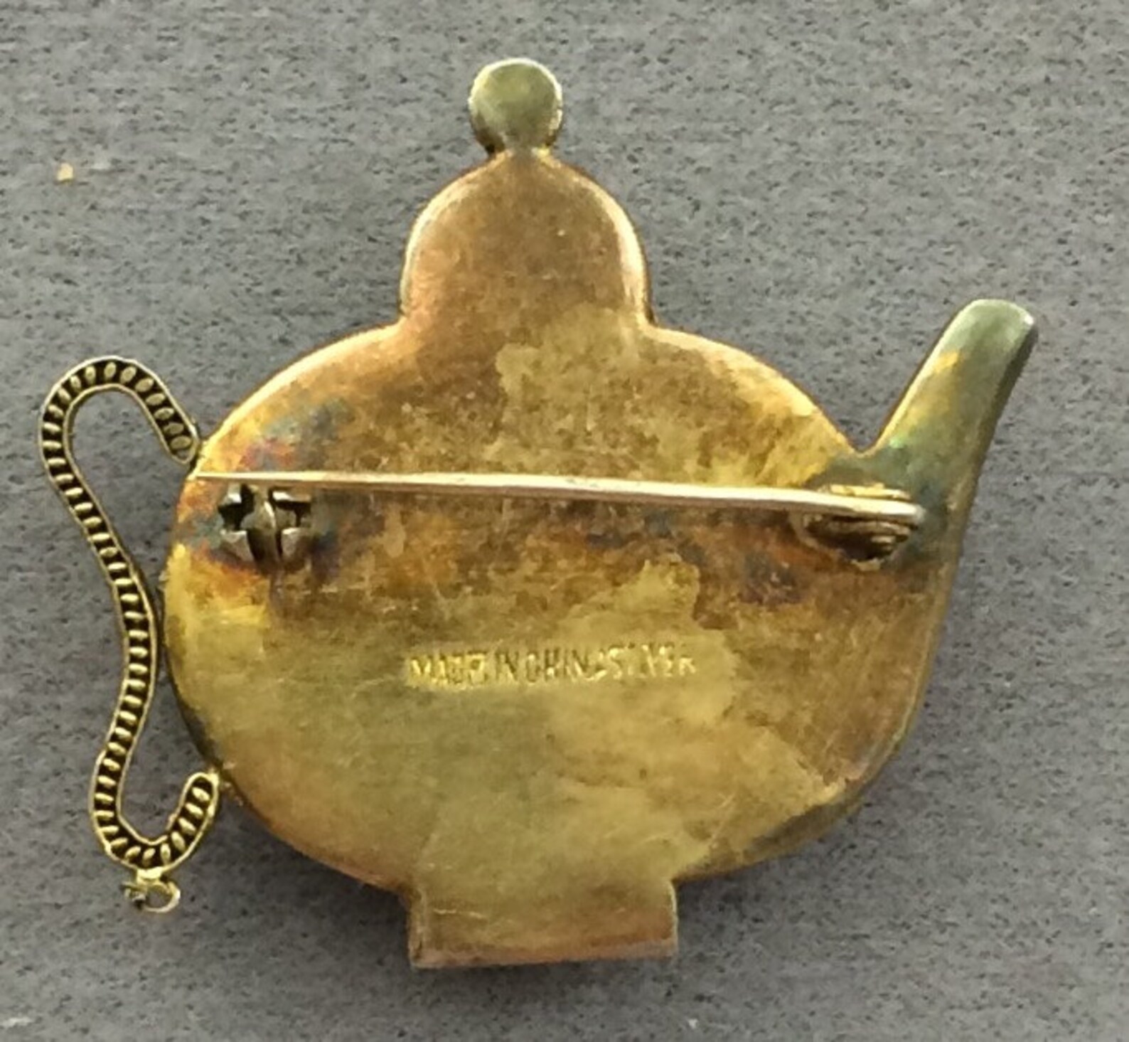 Antique Chinese Silver Jade & Enamel Teapot Brooch Pin - Etsy