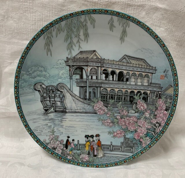 Chinese Collector Plate THE MARBLE BOAT Artst Zhang Song Mao Signed - Etsy