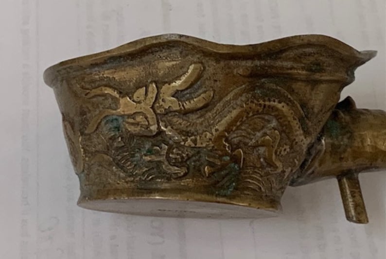 Floral Leaf Relief Enamel Handle Antique Brass Chinese Silk | Etsy
